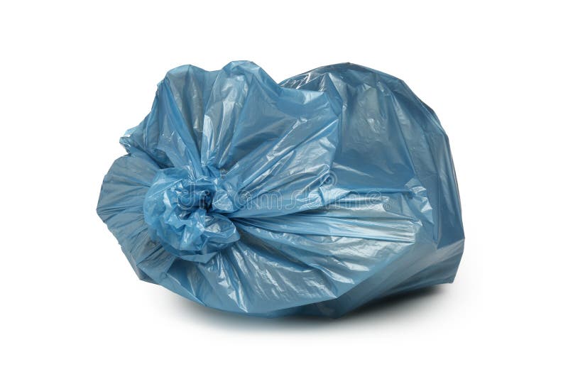 Blue Trash Bag Filled with Garbage Isolated on White Stock Image ...