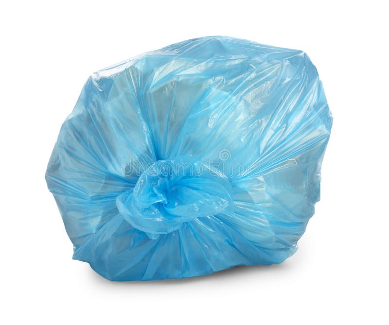 Blue Trash Bag Filled with Garbage Isolated on White Stock Image ...
