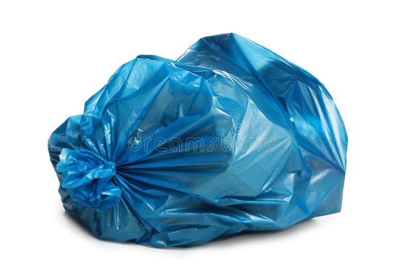Blue Trash Bag Filled with Garbage Isolated on White Stock Image ...