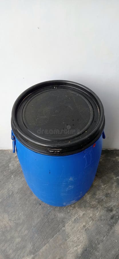 Blue Trash Bin in Front of the House Stock Image - Image of house, blue ...