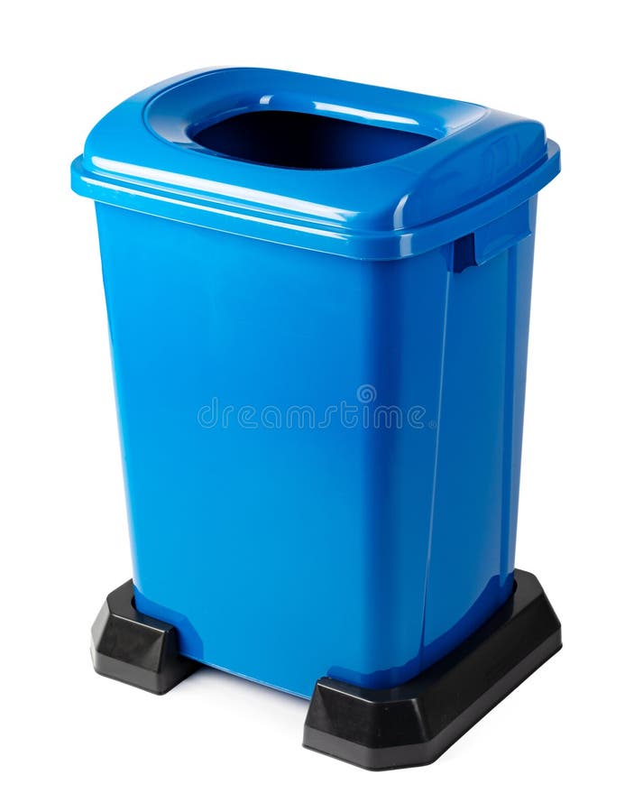 A Blue Trash Bin Isolated on White Stock Photo - Image of dustbin ...