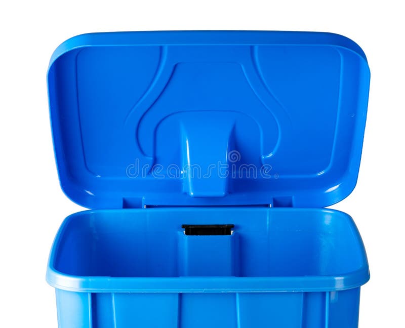 A Blue Trash Bin Isolated on White Stock Photo - Image of plastic ...