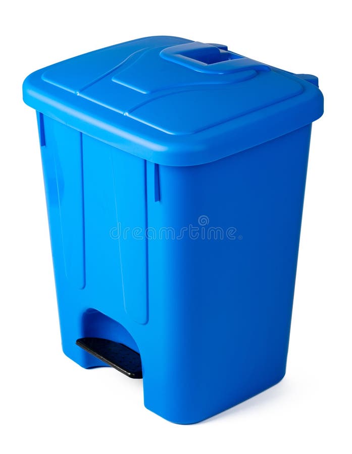 A Blue Trash Bin Isolated on White Stock Photo - Image of dustbin ...