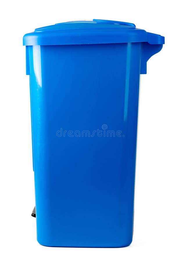 A Blue Trash Bin Isolated on White Stock Photo - Image of dustbin ...