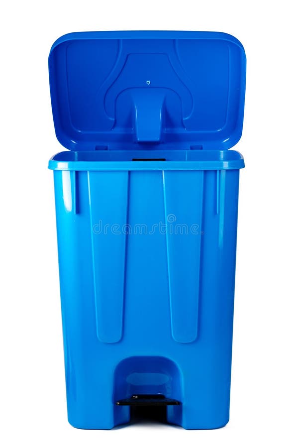 A Blue Trash Bin Isolated on White Stock Photo - Image of ecology, work ...