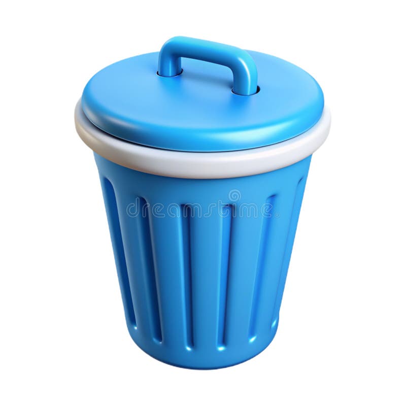 Blue Trash Can Delete Bin Icon 3d Cartoon Style Illustration Generative ...