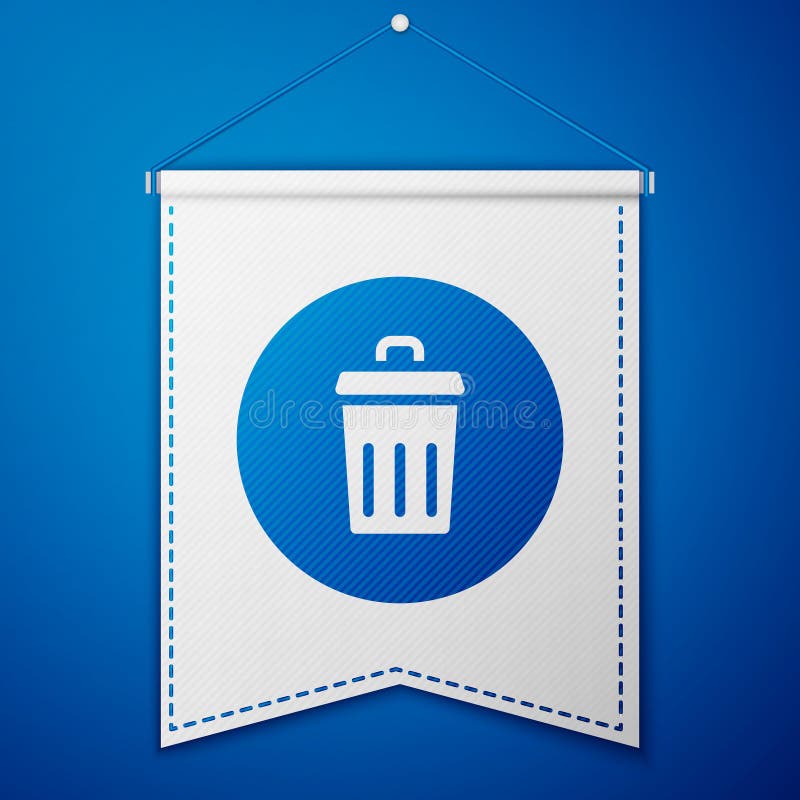Blue Trash Can Icon Isolated on Blue Background. Garbage Bin Sign ...