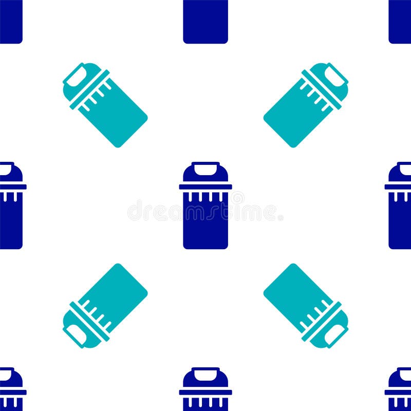 Blue Trash Can Icon Isolated on Blue Background. Garbage Bin Sign ...
