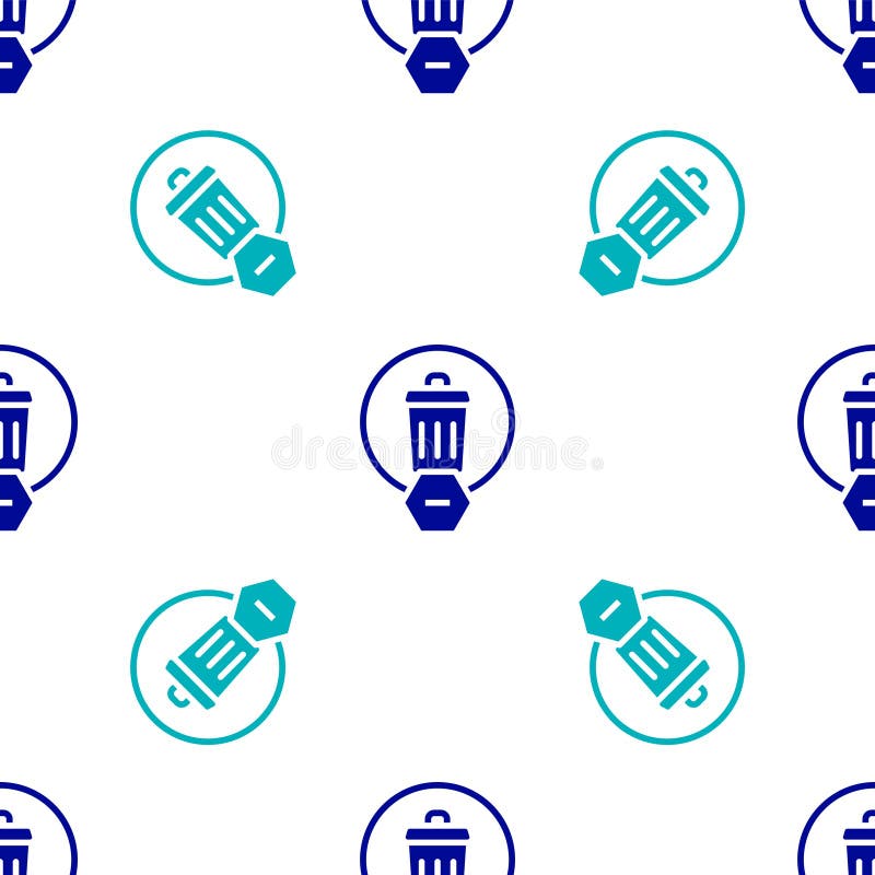 Blue Trash Can Icon Isolated Seamless Pattern on White Background ...