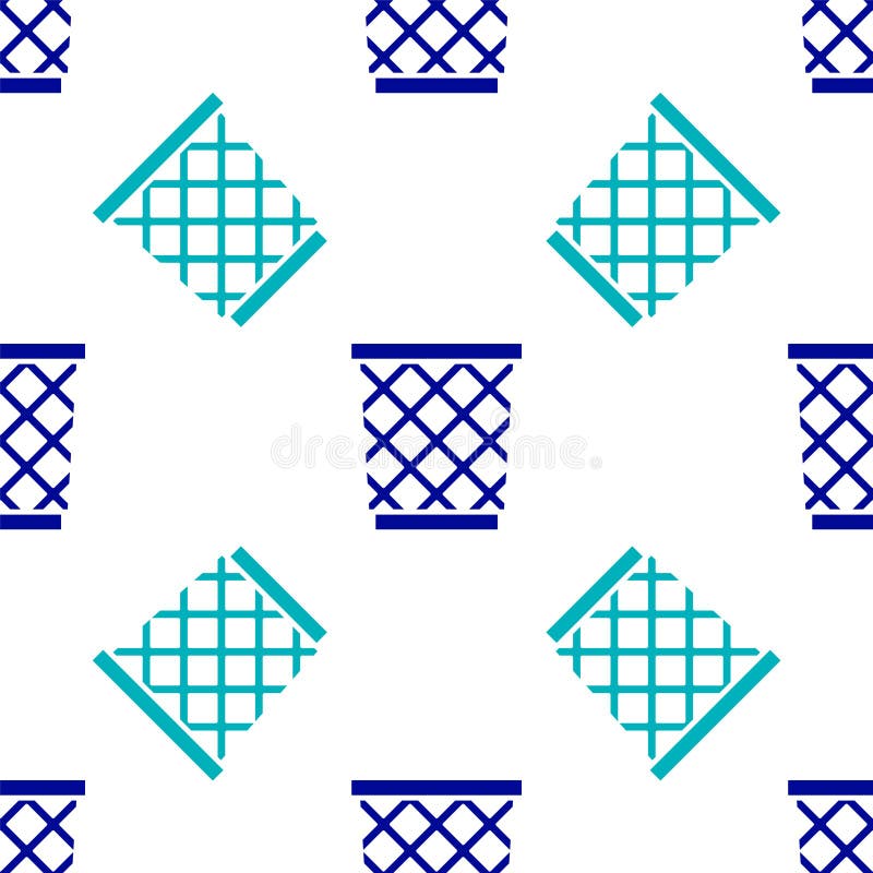 Blue Trash Can Icon Isolated on Blue Background. Garbage Bin Sign ...