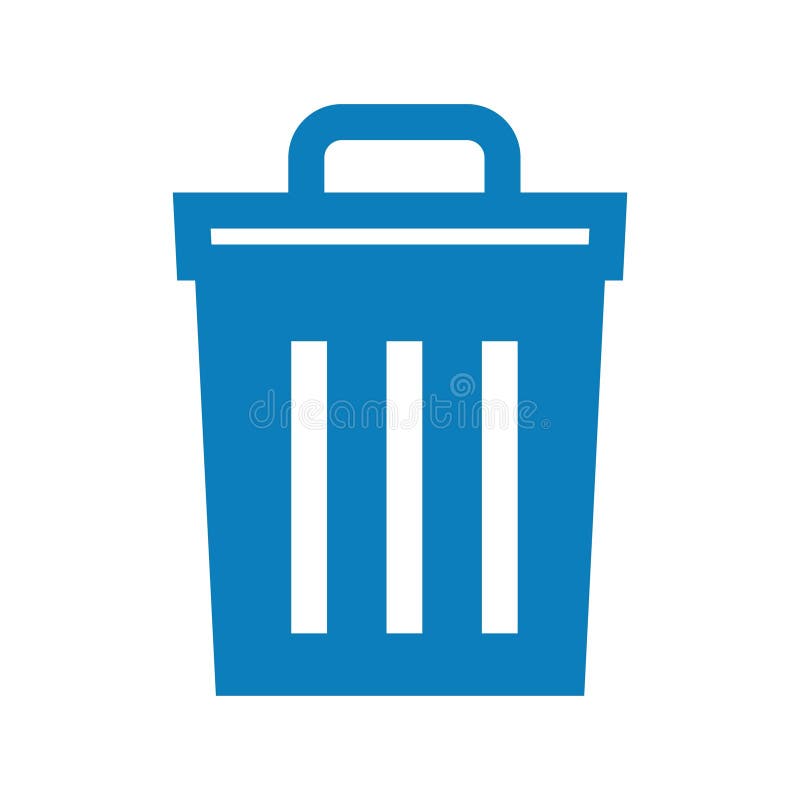 Blue Trash Can Simple Minimalistic Vector Illustration. Vector ...