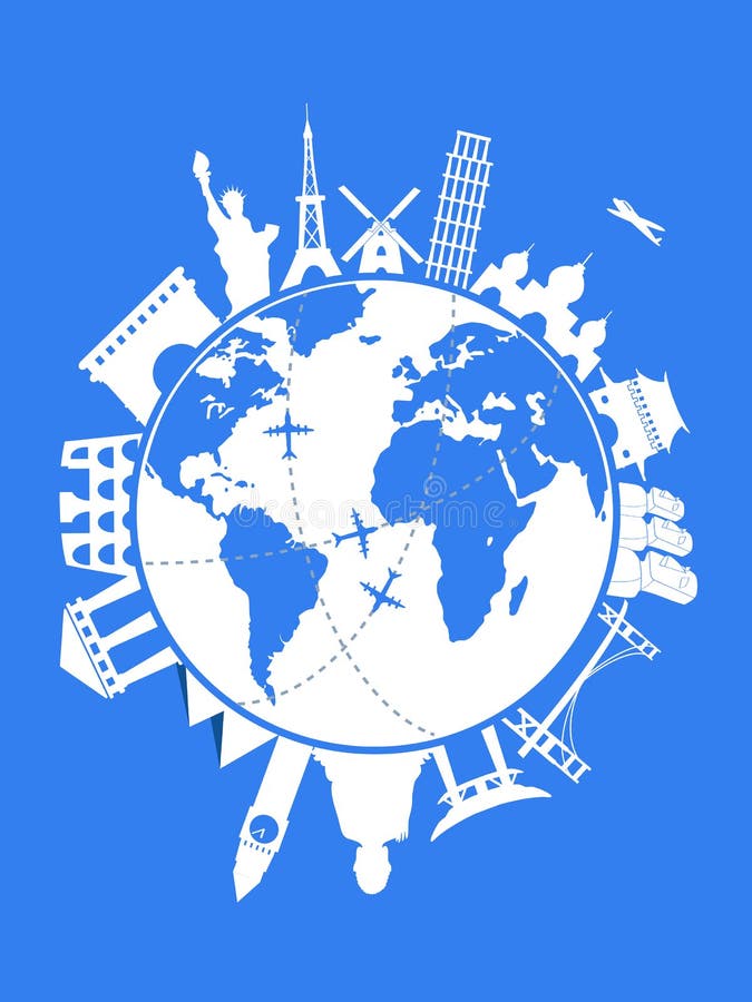 Blue Travel and Tourism Icon Set Stock Vector - Illustration of ship ...