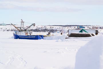 The Blue Fishing Trawler stock photo. Image of sail, newfoundlandboats ...