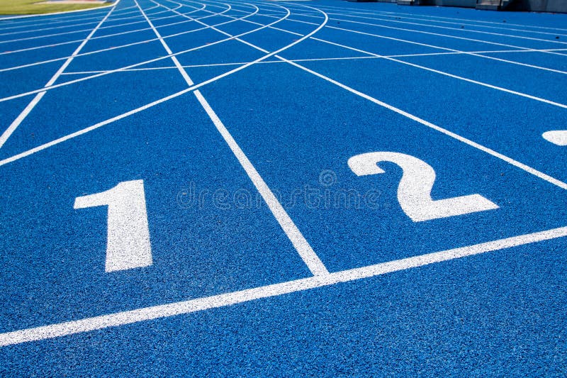 Blue Treadmill for Running in the Stadium Stock Image - Image of ...