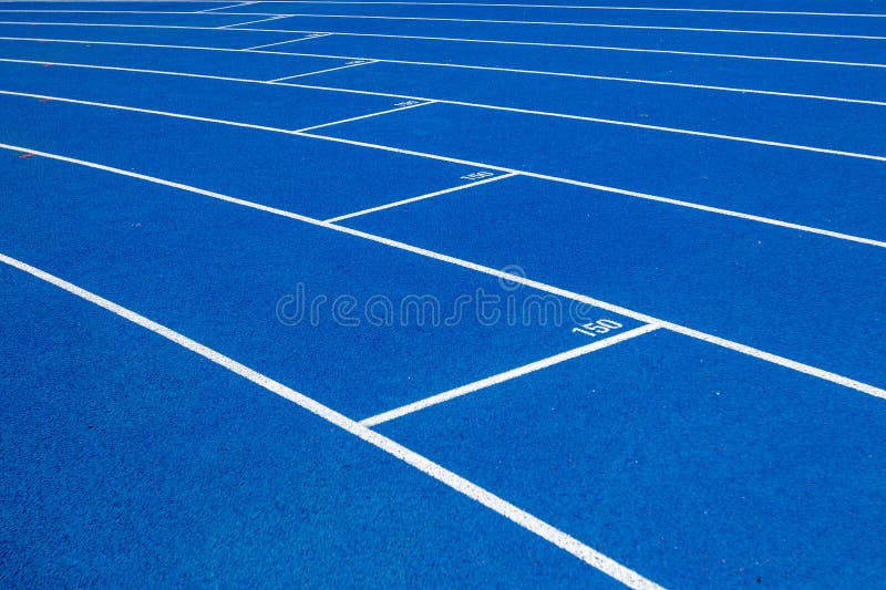 Blue Treadmill for Running in the Stadium Stock Image - Image of line ...
