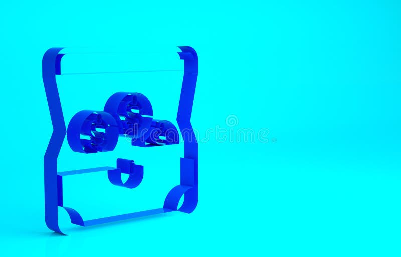 Blue Treasure Chest Icon Isolated on Blue Background. Minimalism ...