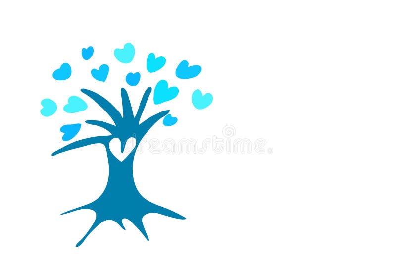 Blue Tree with the Leaves in the Shape of a Heart Isolated on White ...