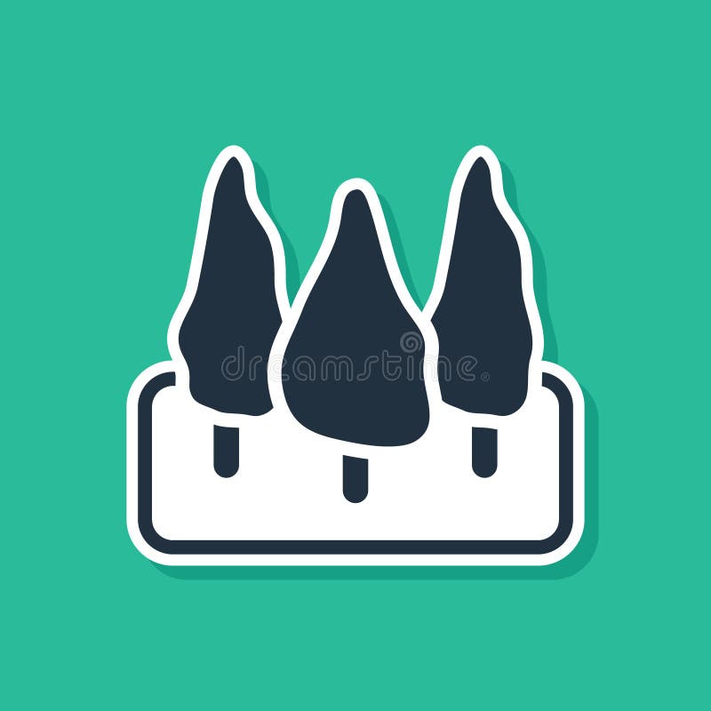 Blue Trees Icon Isolated on Green Background. Forest Symbol Stock ...