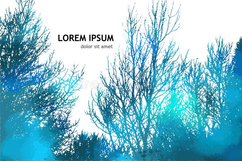 Blue Trees Landscape. Vector Illustration Stock Vector - Illustration ...