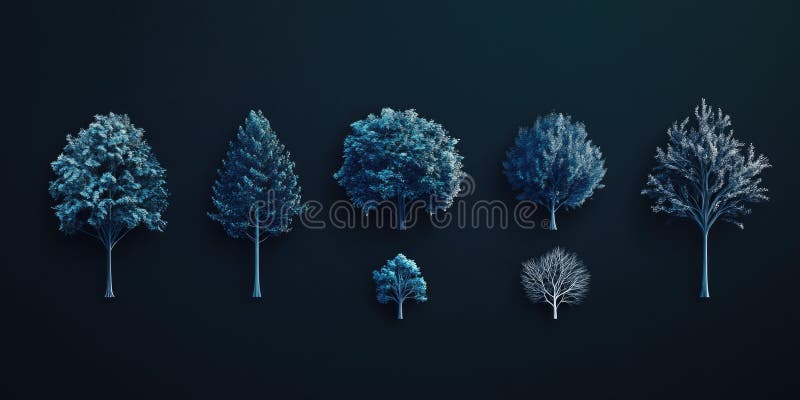 Blue Trees Sequential Growth Stock Image - Image of generated, plants ...