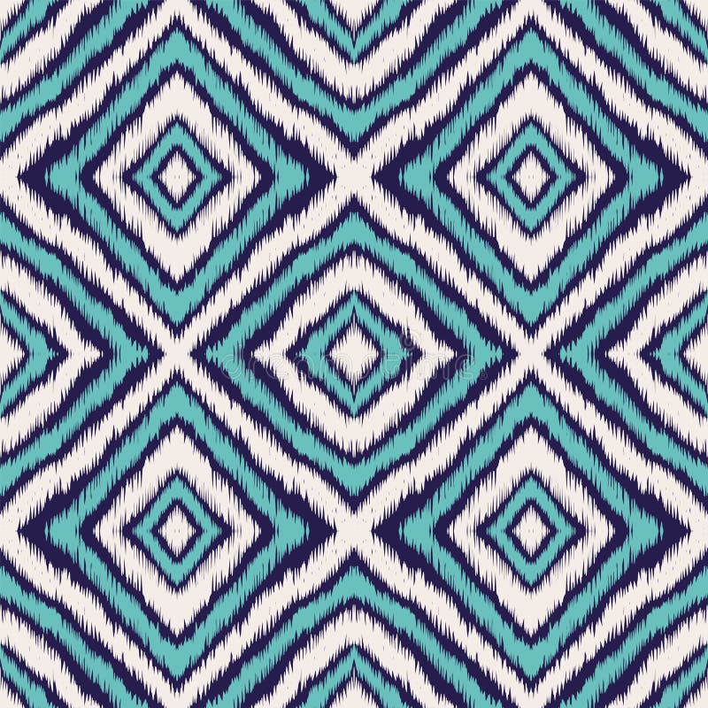 Blue Trendy Ikat Vector Seamless Pattern. Stock Vector - Illustration ...