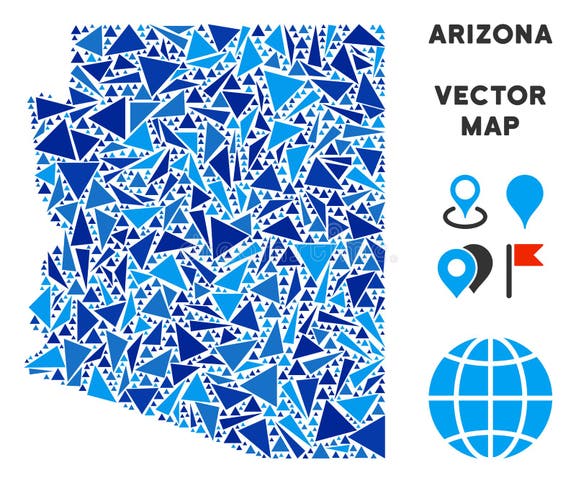Blue Triangle Arizona State Map Stock Vector - Illustration of composed ...