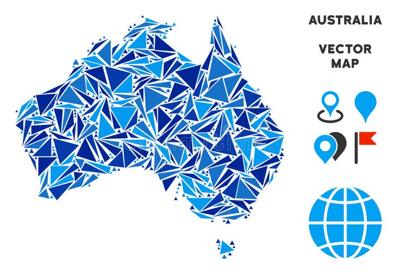 Blue Triangle Australia Map Stock Vector - Illustration of location ...