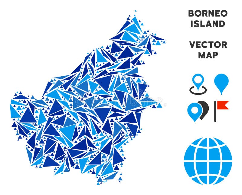 Blue Triangle Borneo Island Map Stock Vector - Illustration of malaysia ...