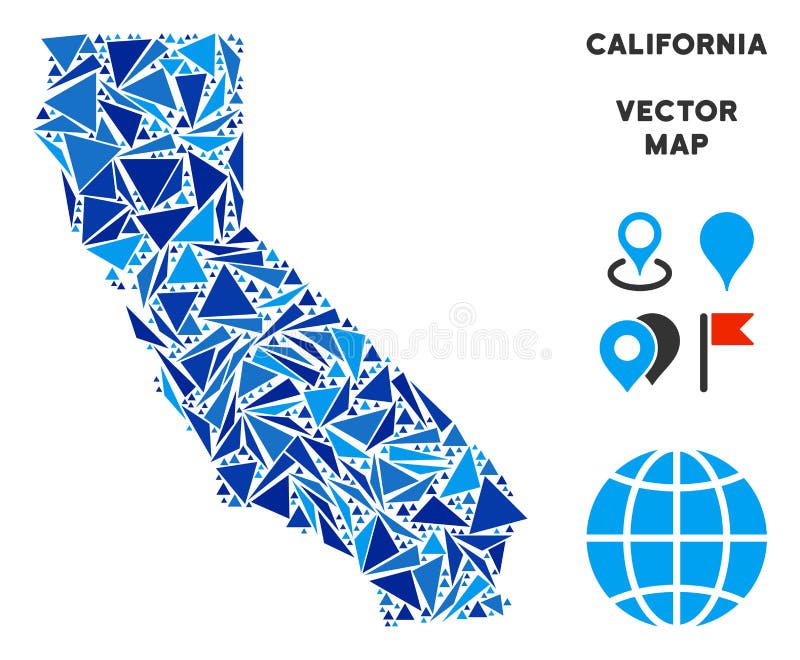 Blue Triangle California Map Stock Vector - Illustration of graphic ...