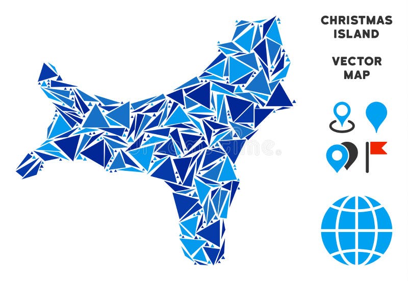 Blue Triangle Christmas Island Map Stock Vector - Illustration of ...