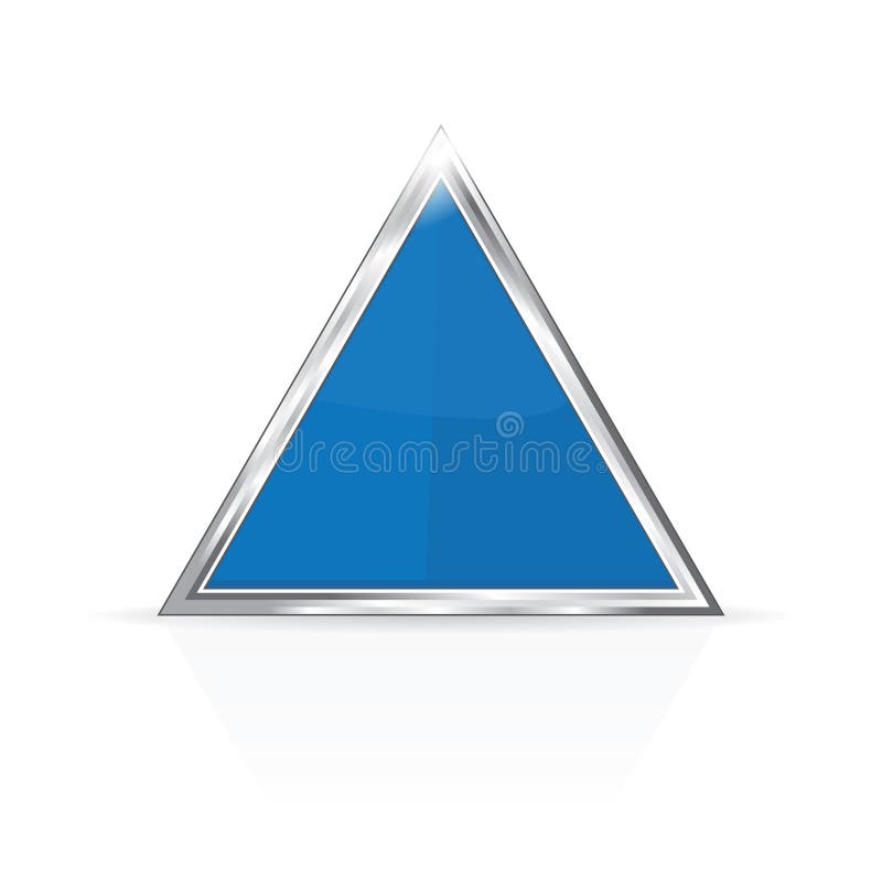 Blue Triangle with Chrome Frame Stock Vector - Illustration of button ...