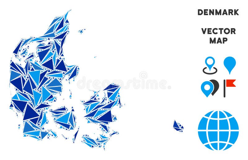Blue Triangle Denmark Map stock vector. Illustration of flat - 120977866