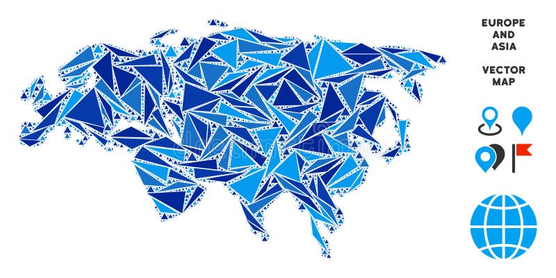 Blue Triangle Europe and Asia Map Stock Vector - Illustration of europe ...