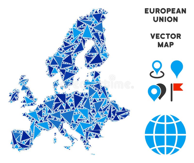 Blue Triangle European Union Map Stock Vector - Illustration of element ...