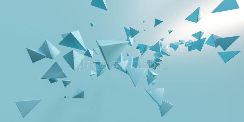 Blue Triangle Geometric Shae Objects on Blue Background 3d Render ...