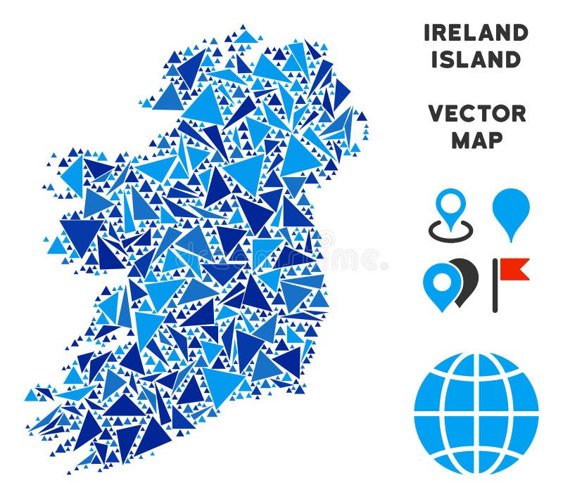 Blue Triangle Ireland Island Map Stock Vector - Illustration of area ...