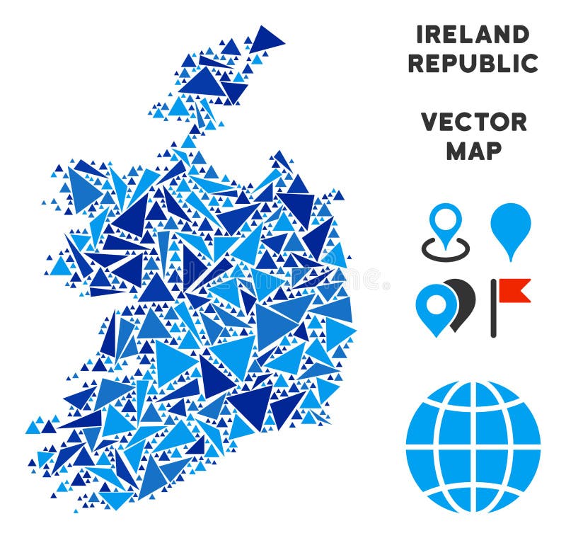 Blue Triangle Ireland Republic Map Stock Vector - Illustration of ...
