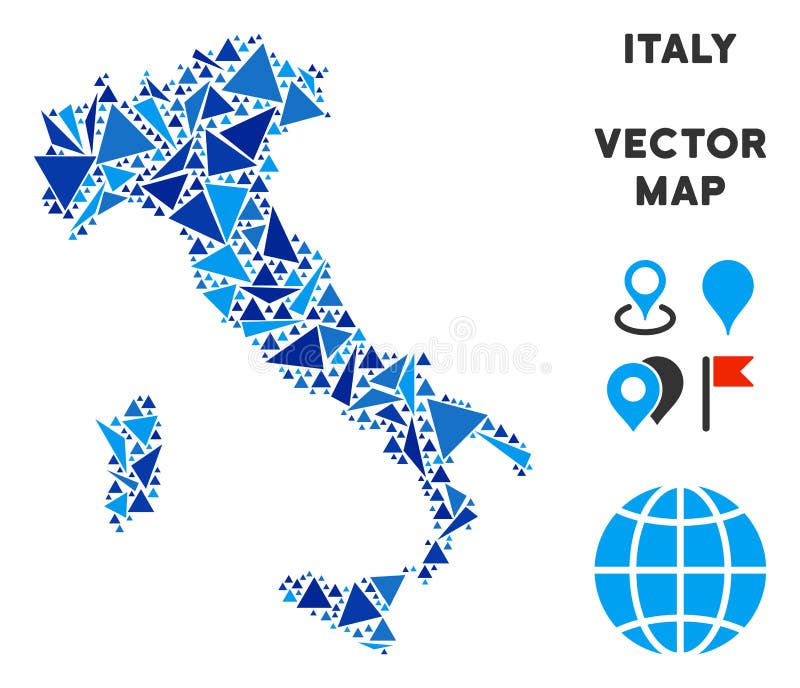 Blue Triangle Italy Map stock vector. Illustration of element - 120979751