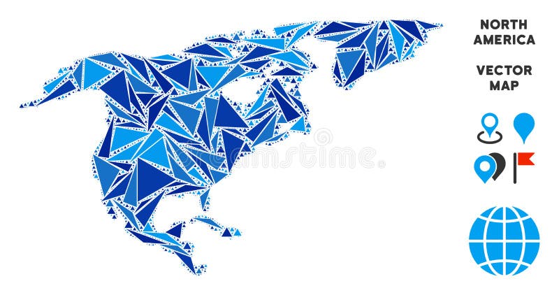 Blue Triangle North America Map Stock Vector - Illustration of graphic ...