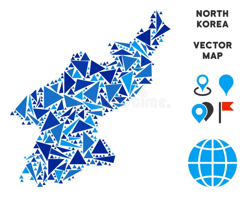 Blue Triangle North Korea Map Stock Vector - Illustration of nation ...