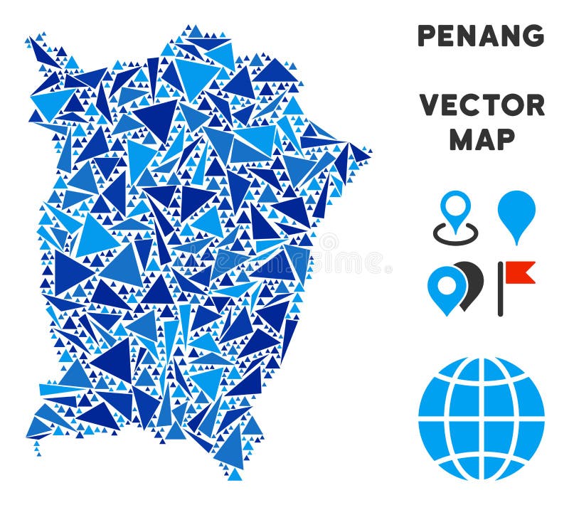 Blue Triangle Penang Island Map Stock Vector - Illustration of concept ...
