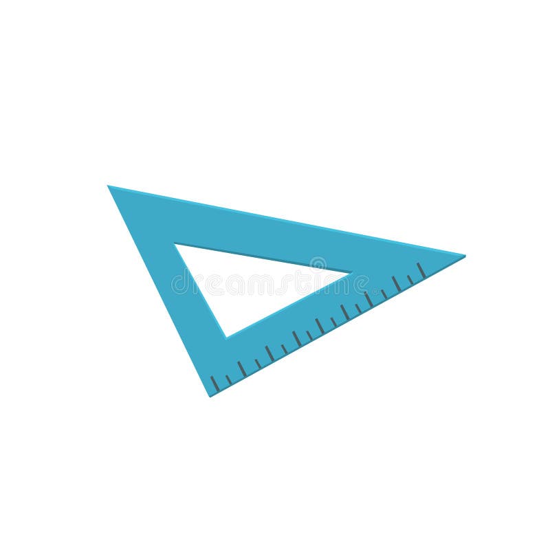 Blue Triangle Ruler, Measuring Tool Cartoon Vector Illustration Stock ...