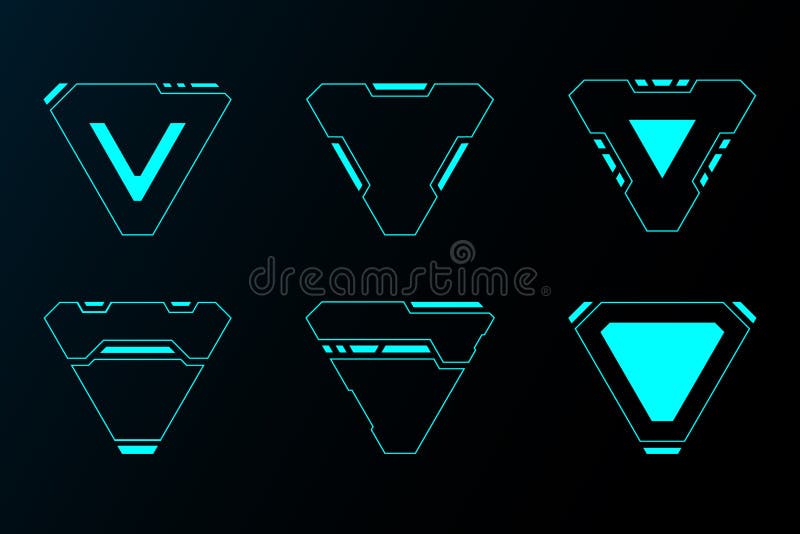 Blue Triangle Shape Abstract Geometric Technology Future Interface Hud ...