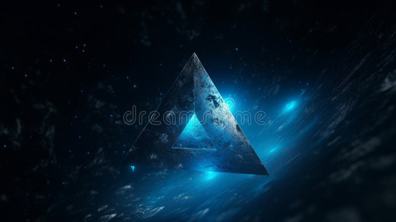A Blue Triangle Symbol with the Universe Inside Stock Illustration ...