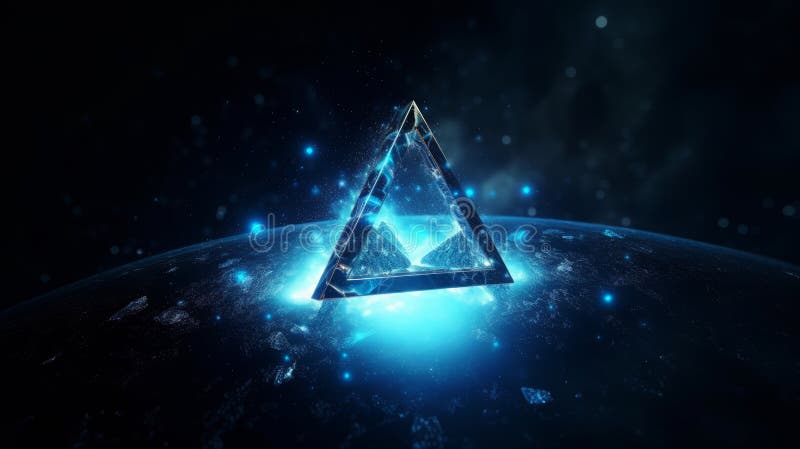 A Blue Triangle Symbol with the Universe Inside Stock Illustration ...