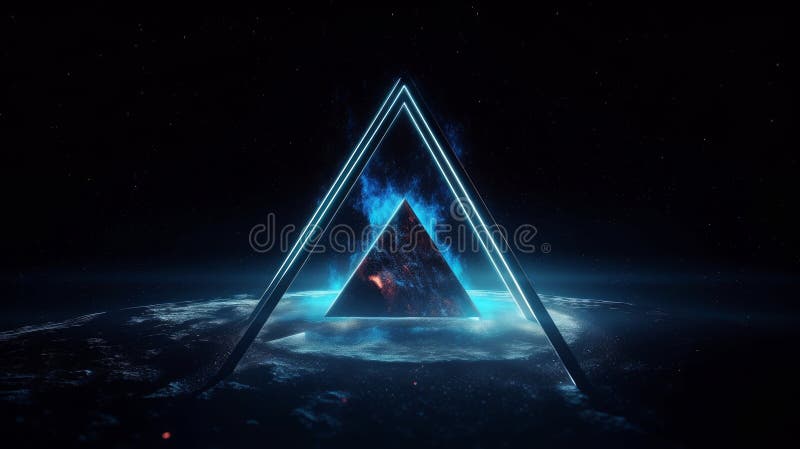 A Blue Triangle Symbol with the Universe Inside Stock Illustration ...