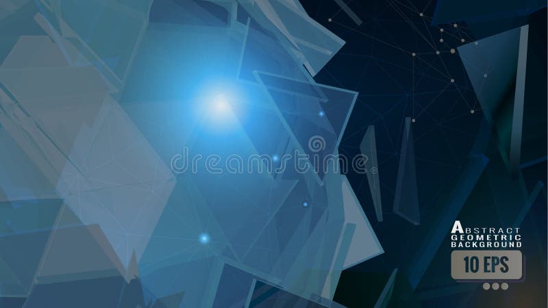 Blue Shatter Polygonal Background Stock Vector - Illustration of cyber ...