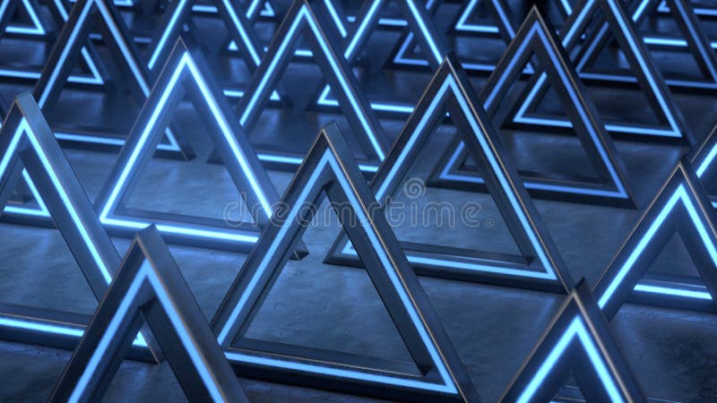 Blue Triangular Abstract Background. Neon Lights Background. Bright ...