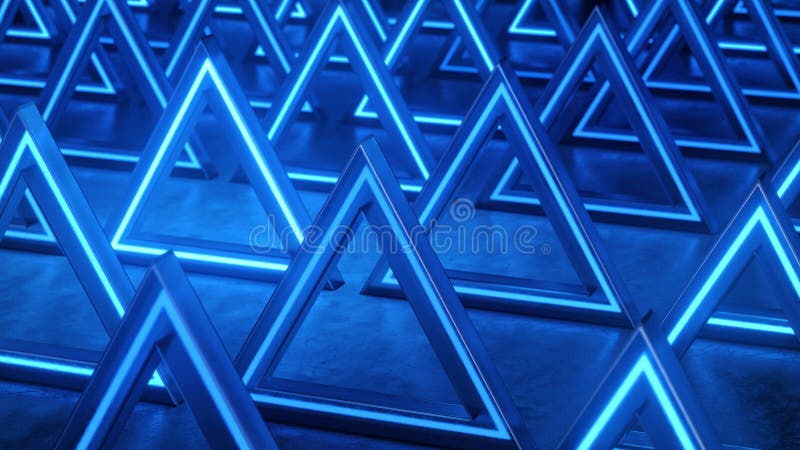 Blue Triangular Abstract Background. Neon Lights Background. Pattern ...