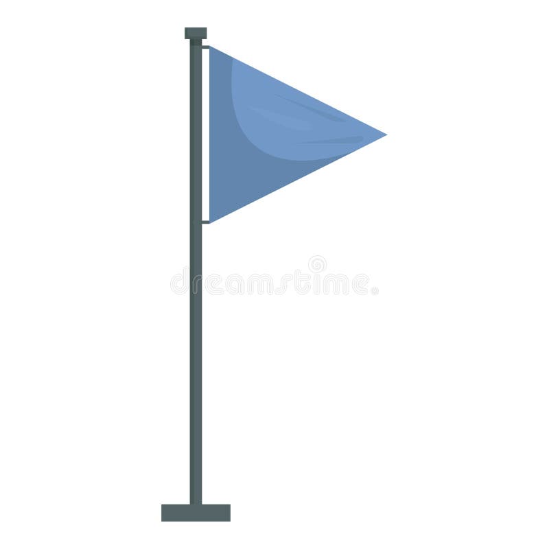 Blue Triangular Flag Waving on Metal Pole Stock Illustration ...